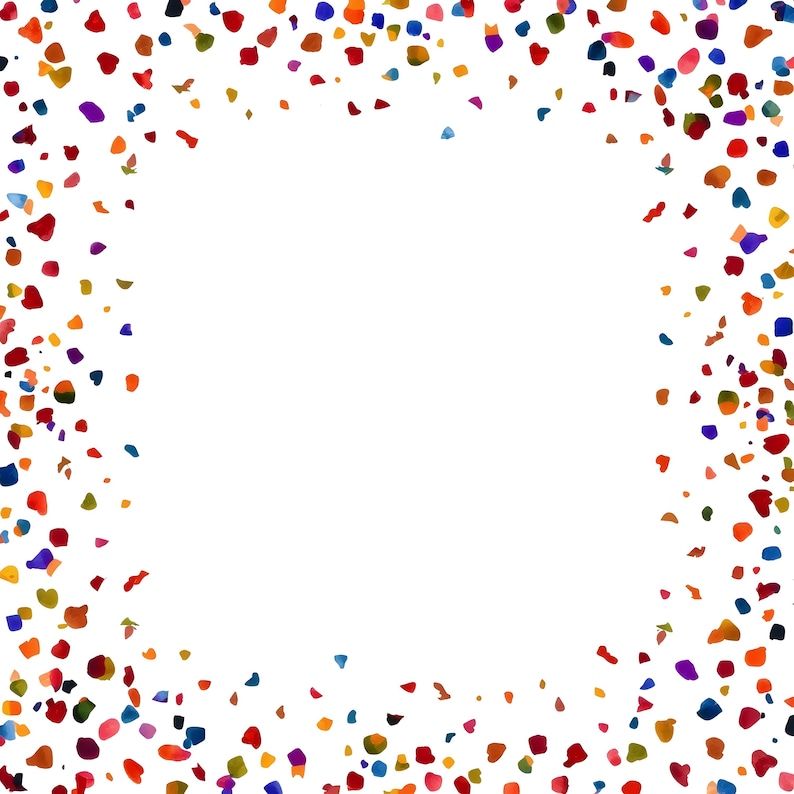Confetti Frame Clipart, Party Border Images, 10 Watercolor Clip Art ...