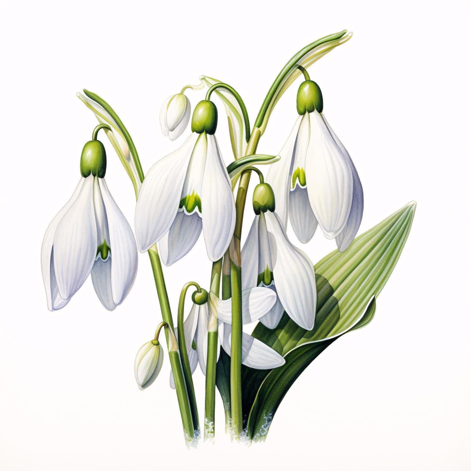 Snowdrop Flower Clipart, White Bloom Images, 10 Watercolor Clip Art ...