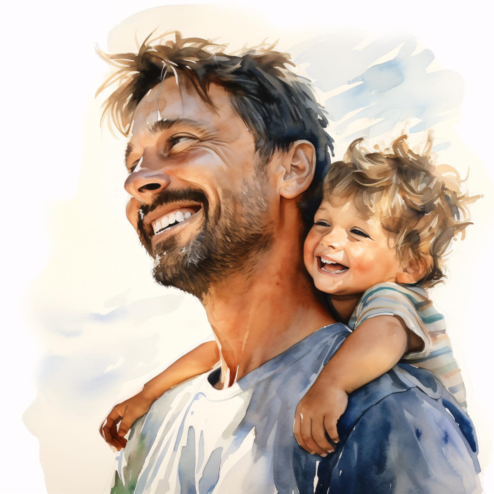 Father and Son Watercolor Clipart: Family Love Art, Commercial Use ...
