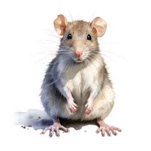 Cute Rat Clipart, Funny Rat Images, 10 Watercolor Clip Art, Printable ...