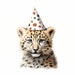 Leopard With Party Hat, Funny Leopard Watercolor Clipart Set With 10 ...
