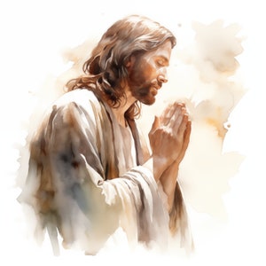 Jesus Praying: 10 Watercolor Clip Art Images (commercial Use) - Etsy