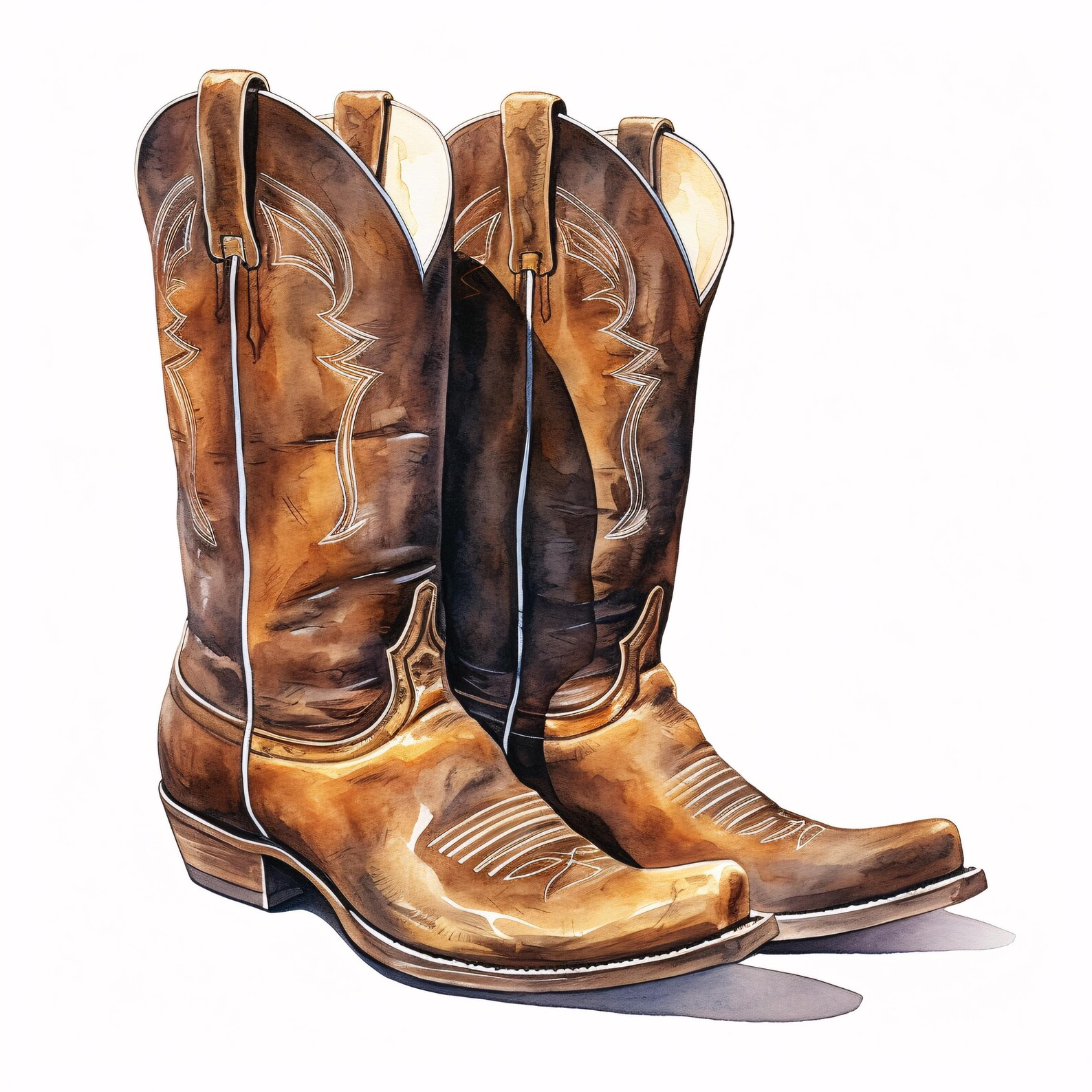 Watercolor Cowboy Boots Clipart: Western Art, Commercial Use (jpgs ...