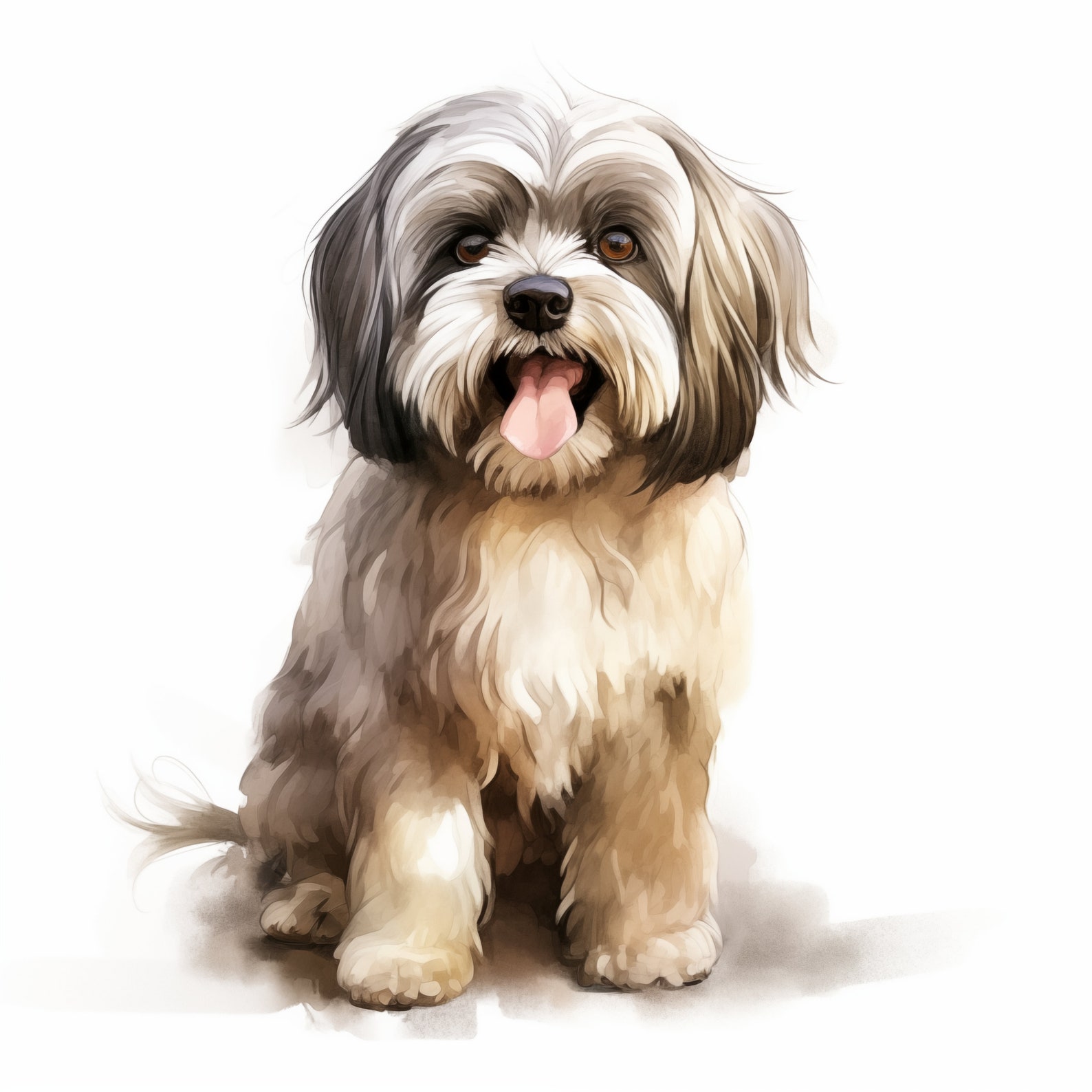 Lhasa Apso Clipart, Lhasa Apso Dog Images, 10 Watercolor Clip Art ...