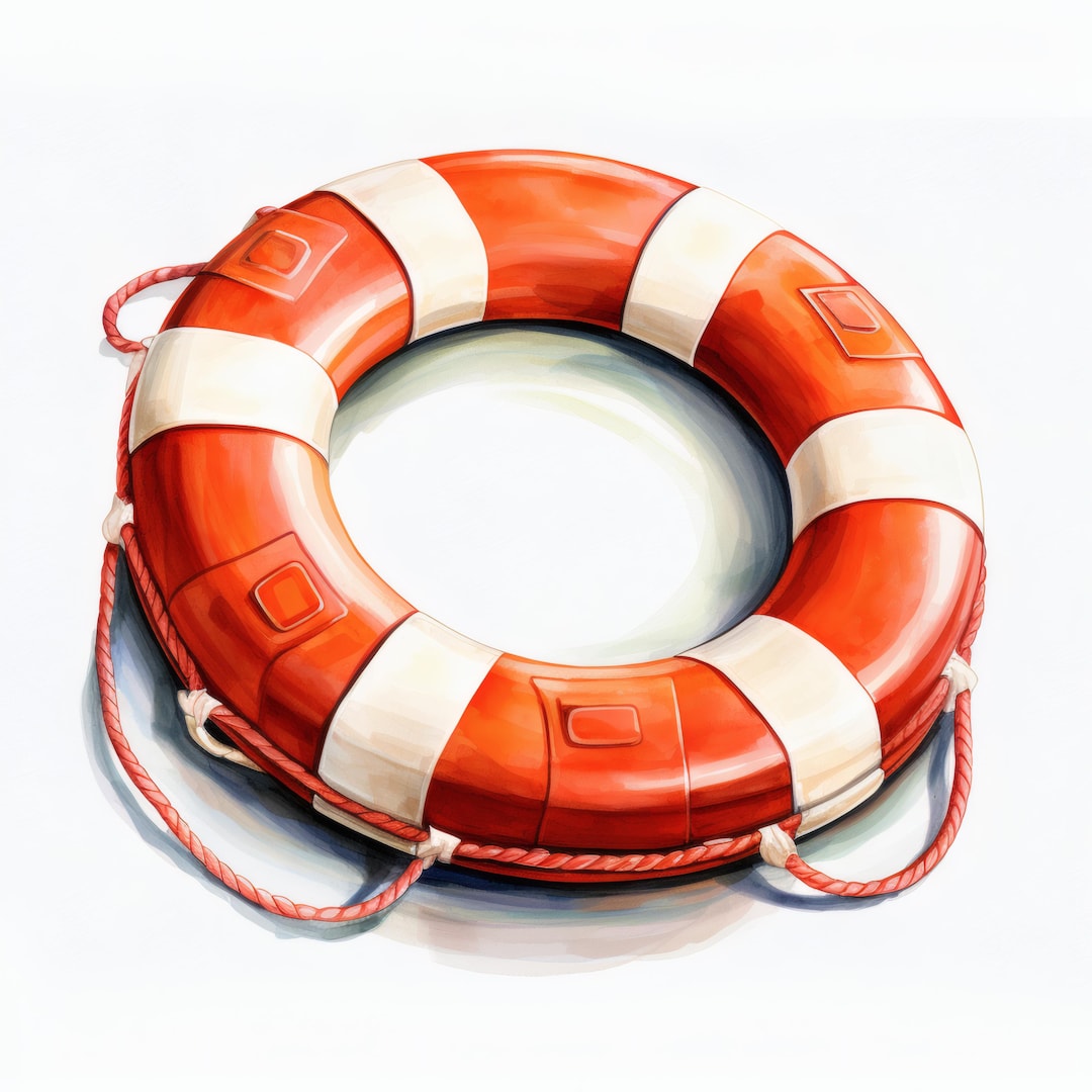 Lifebuoy Ring Clipart, Nautical Rescue Images, 10 Watercolor Clip Art ...