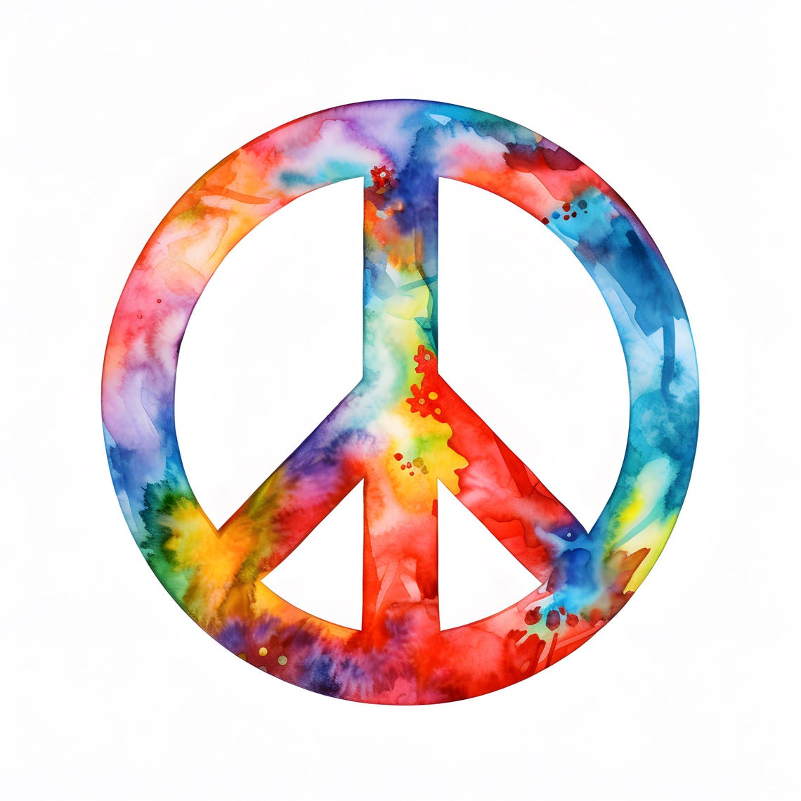 Watercolor Peace Sign Clipart: Rainbow Peace Symbol Images (jpgs ...