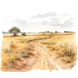 Steppe Clipart, Steppe Landscape Images, 10 Watercolor Clip Art ...