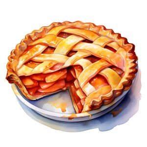 Apple Pie Watercolor Clipart: Cottage Pie Images (jpgs, Instant ...