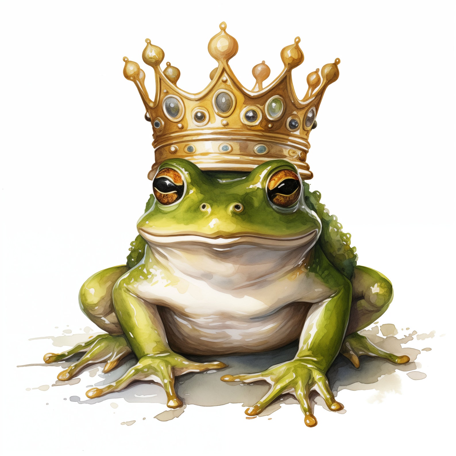10 Frog With Crown Frog Princess Jpg Watercolor Clipart Printable