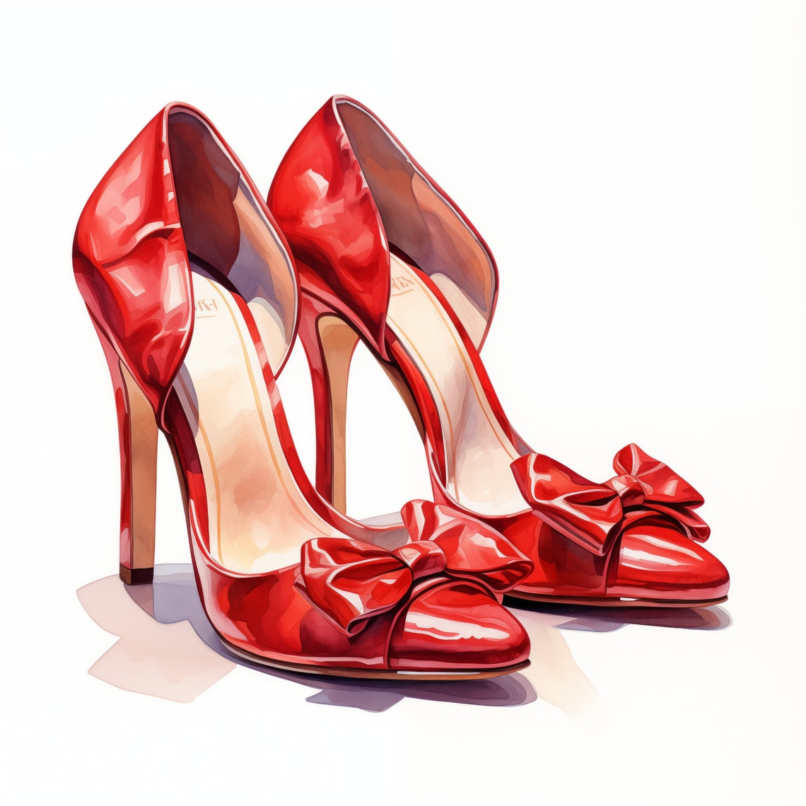10 Red Highheels Clipart, Red High Heels JPG, Watercolor Clipart, High ...