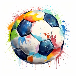 Soccer Ball Clipart, Football Balls Images, 10 Watercolor Clip Art ...