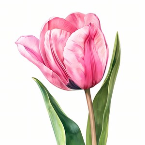 Pink Tulip Watercolor Clipart: 10 JPG Images (commercial Use) - Etsy