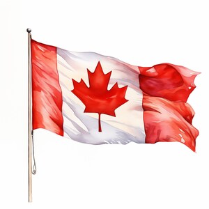 Canadian Flag Clipart, Flag of Canada Images, 10 Watercolor Clip Art ...