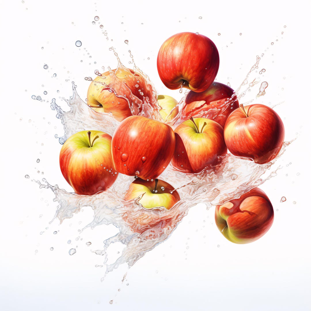 Red Apples Clipart, Fruit Splash Images, 10 Watercolor Clip Art ...