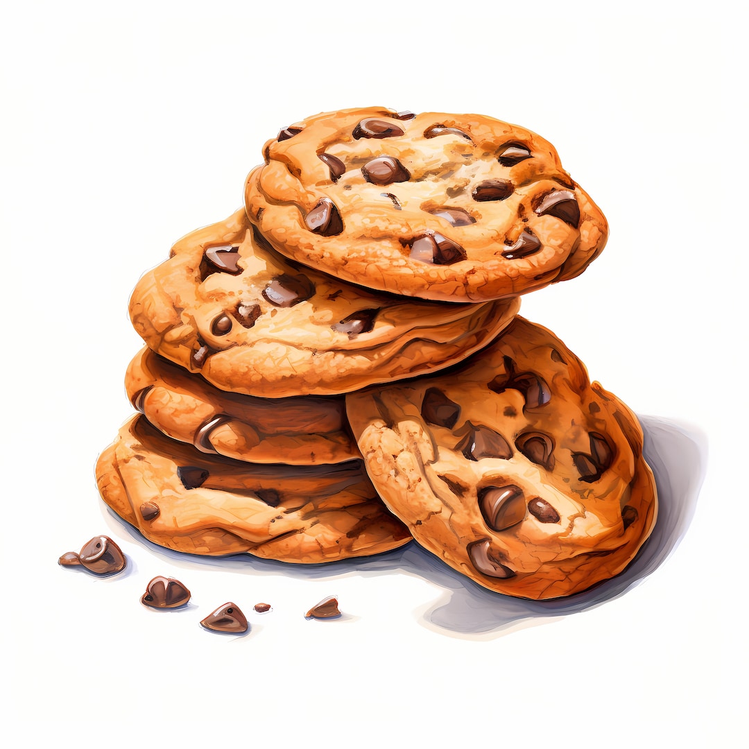 Chip Cookies Clipart, Chocolate Cookie Images, 10 Watercolor Clip Art ...