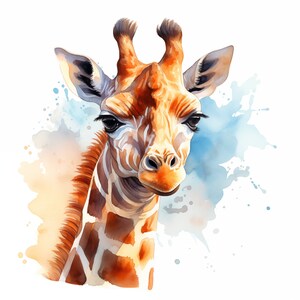 Watercolor Giraffe Clipart: Printable Animal Images (jpgs, Commercial ...