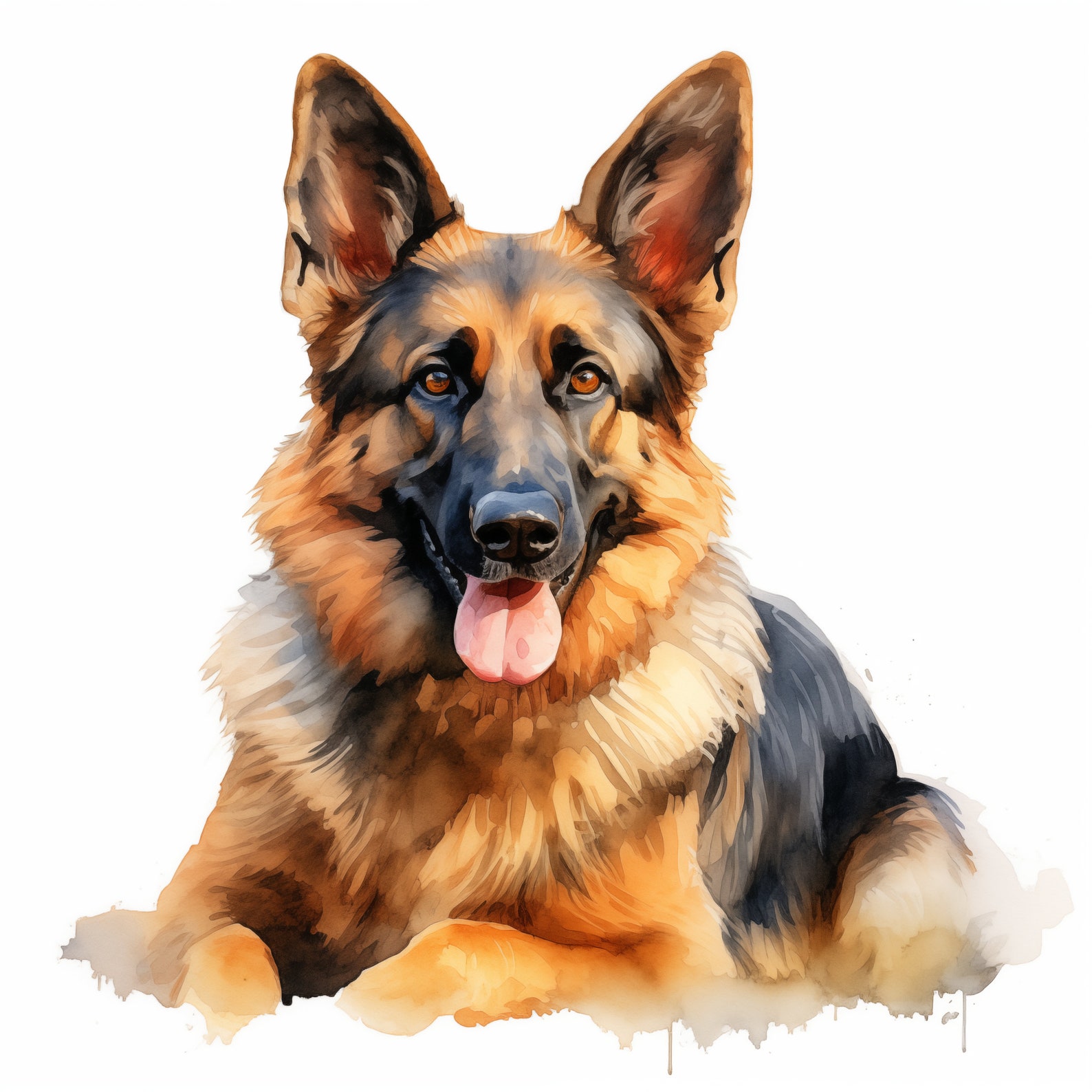 German Shepherd Clipart, German Dog Images, 10 Watercolor Clip Art ...