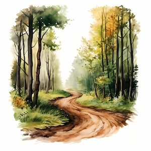 Forest Path Clipart, Path in Woods Images, 10 Watercolor Clip Art ...