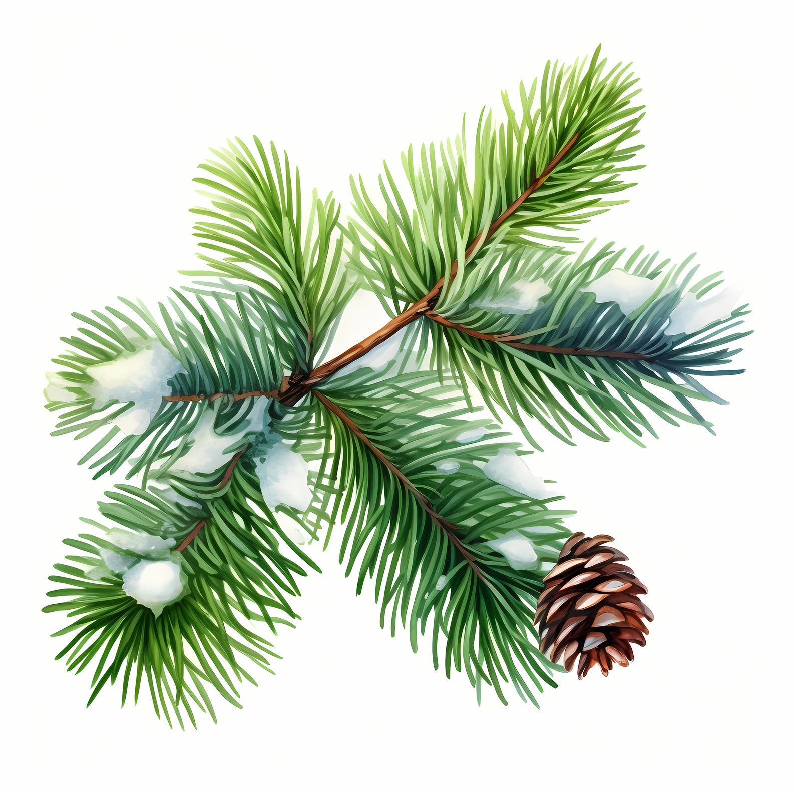 Fir Tree Branch Clipart, Christmas Fir Tree Images, 10 Watercolor Clip ...