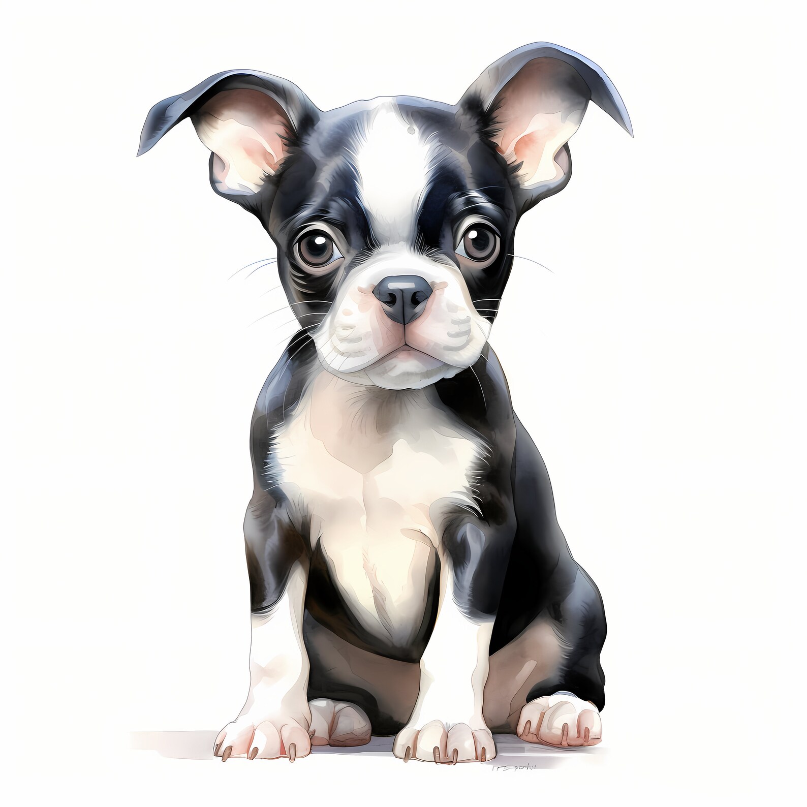 Boston Terrier Dog Clipart, Puppy Dog Images, 10 Watercolor Clip Art ...