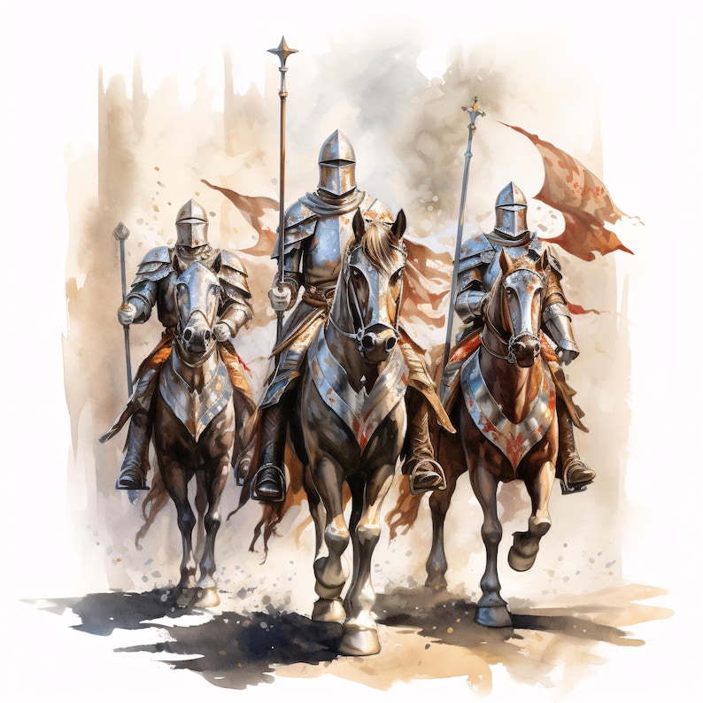 Medieval Knights Clipart, Warrior Images, 10 Watercolor Clip Art ...