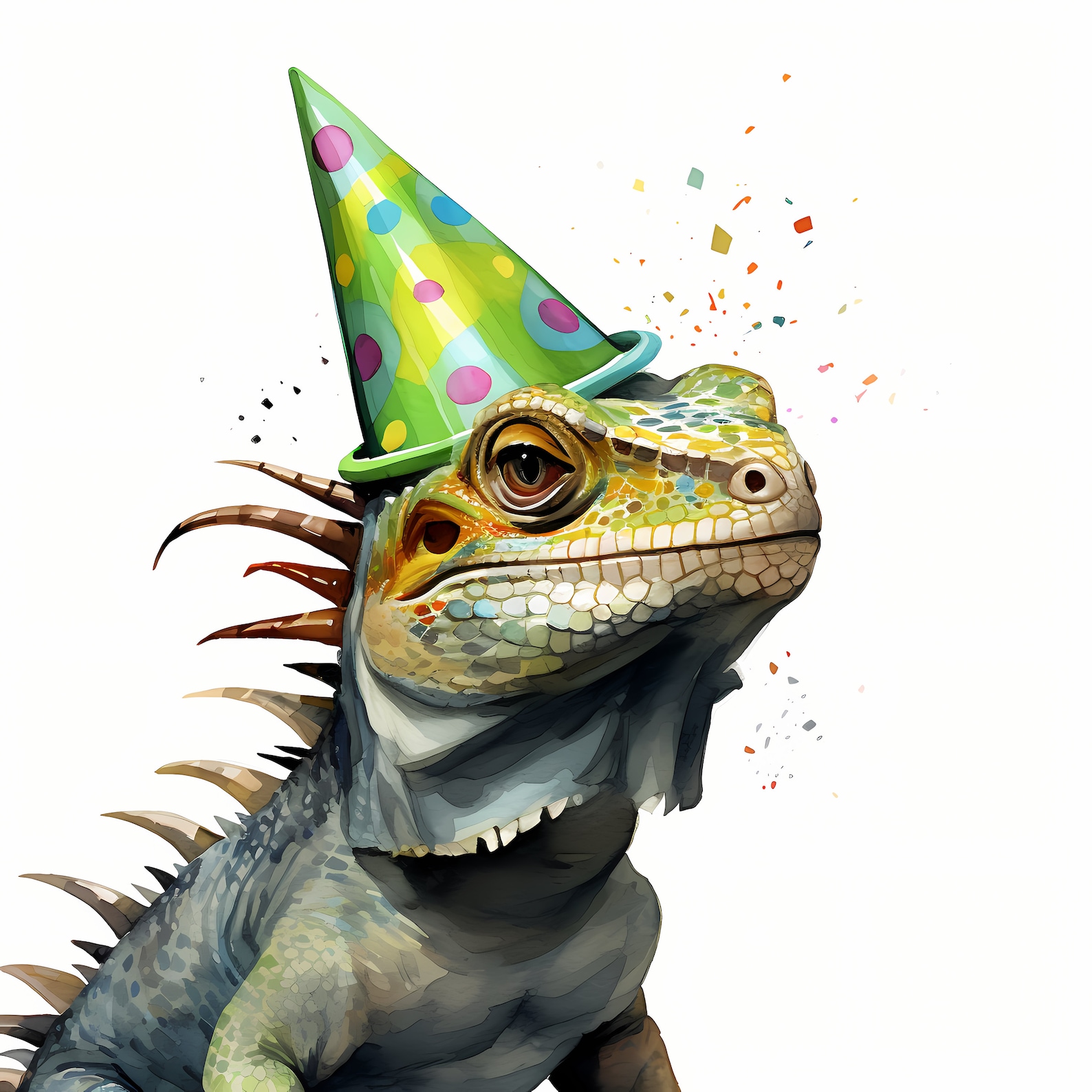 Funny Lizard Clipart, Reptile With Party Hat Images, 10 Watercolor Clip ...
