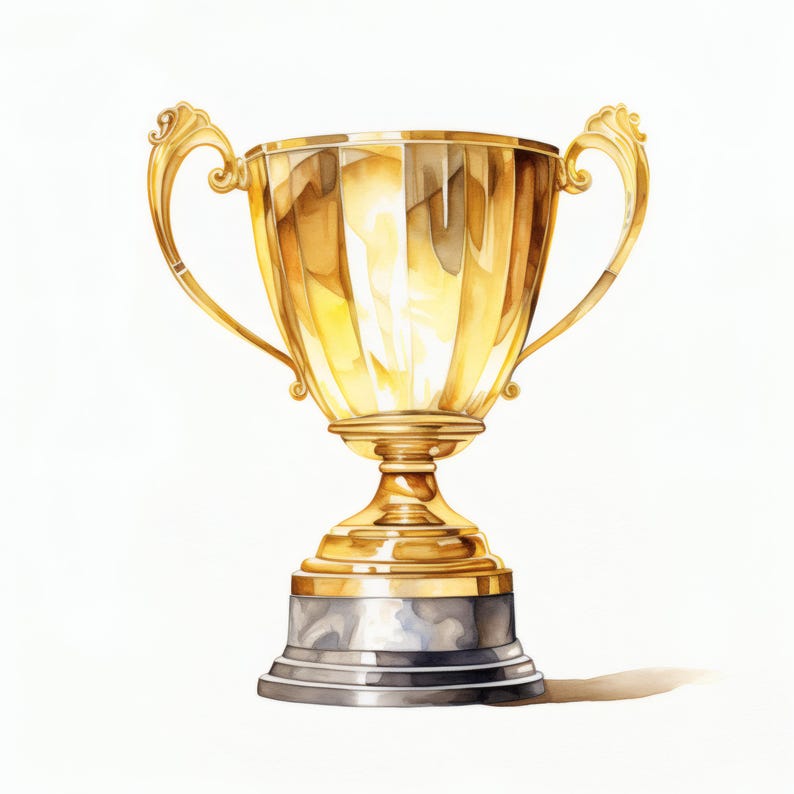 Gold Trophy Clipart, Award Cup Images, 10 Watercolor Clip Art ...