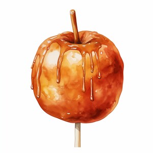 Caramel Apple Clipart, Sweet Apple Images, 10 Watercolor Clip Art ...