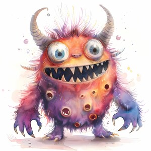 Monster Clipart, Cute Monsters Images, 10 Watercolor Clip Art ...