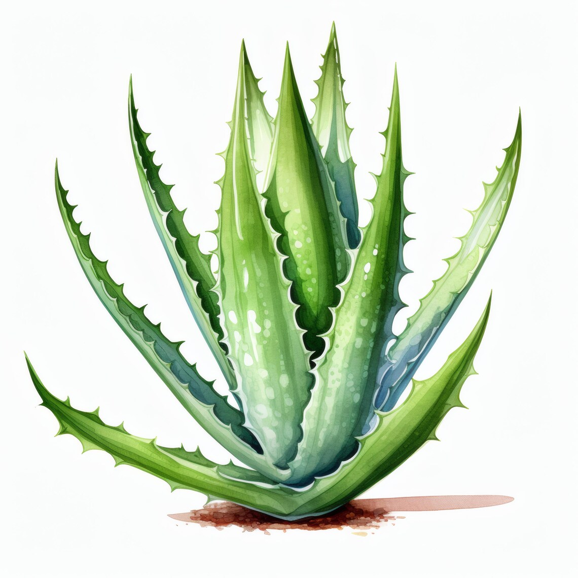 Aloe Vera Plant Clipart, Green Succulent Images, 10 Watercolor Clip Art ...