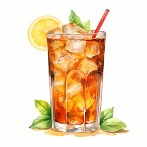 Iced Tea Clipart, Summer Drinks Images, 10 Watercolor Clip Art ...