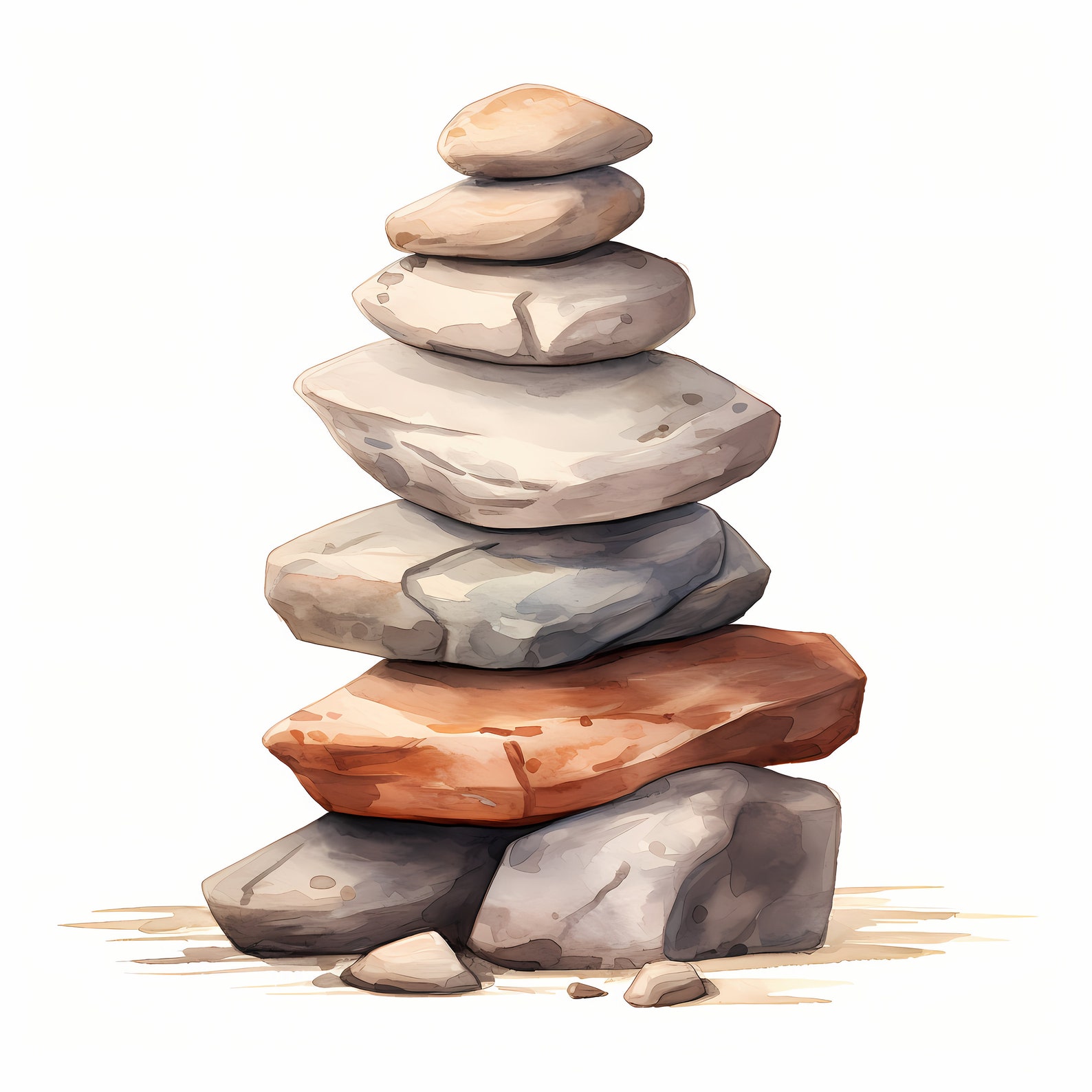 Cairns Clipart, Stone Cairns, Zen Stones Images, 10 Watercolor Clip Art ...