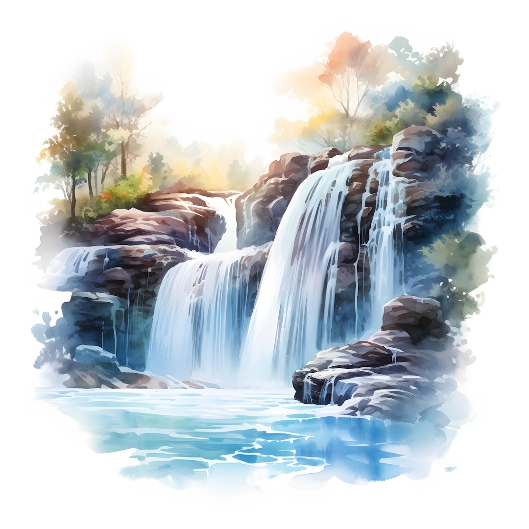 Waterfall Clipart, Water Falls Images, 10 Watercolor Clip Art ...