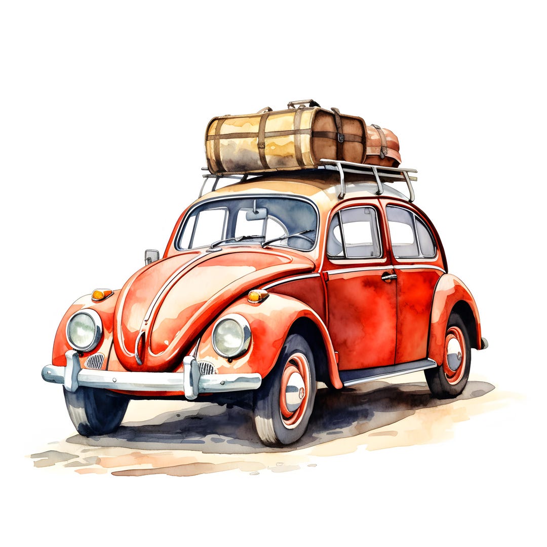 Car Full Luggage Clipart, Car With Luggage on Top Images, 10 Watercolor ...