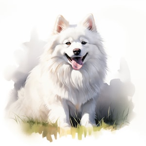Japanese Spitz Clipart, Japanese Dog Images, 10 Watercolor Clip Art ...