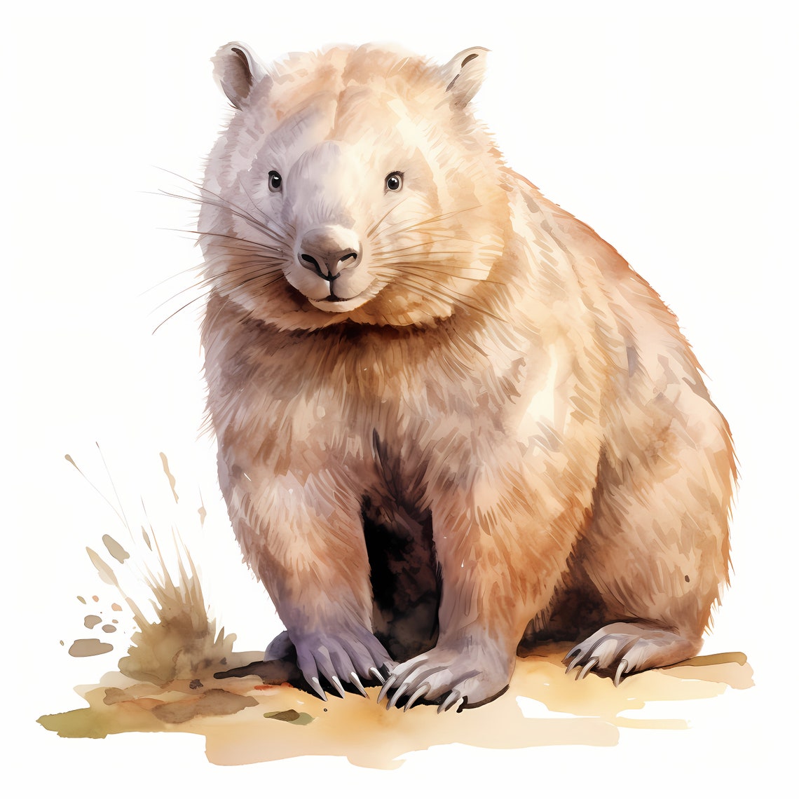 Watercolor Wombat Clipart: 10 JPG Images, Commercial Use (instant ...