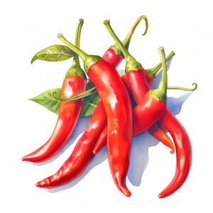 Watercolor Red Hot Chilli Peppers Clipart: Printable JPG Images ...