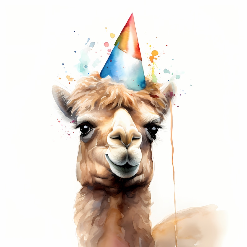 Camel Clipart, Camel With Party Hat Images, 10 Watercolor Clip Art ...