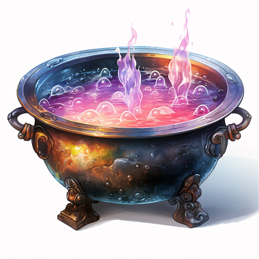 Cauldron Clipart, Bubbling Cauldrons Images, 10 Watercolor Clip Art ...