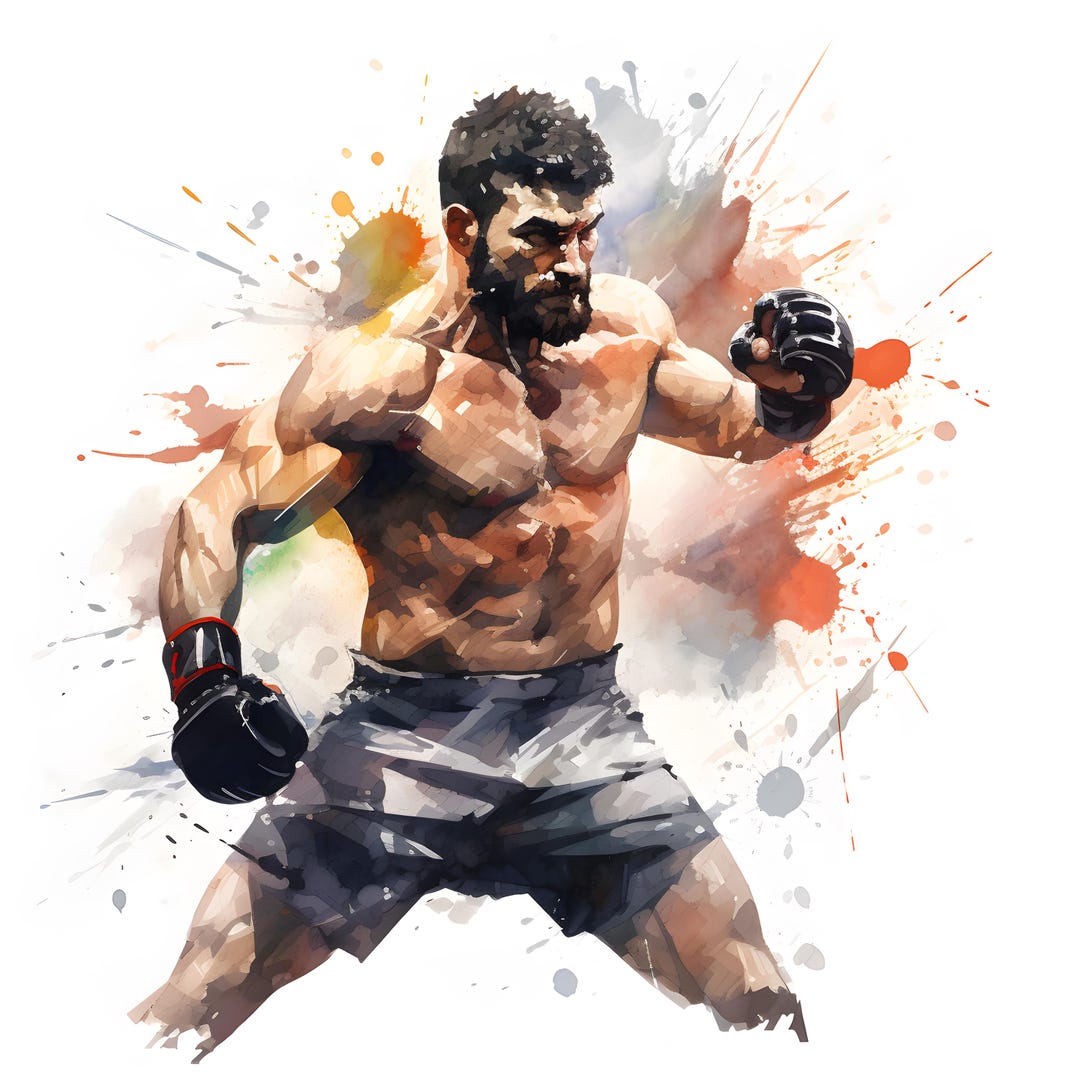 MMA Fighter Clipart, Mixed Martial Arts Images, 10 Watercolor Clip Art ...