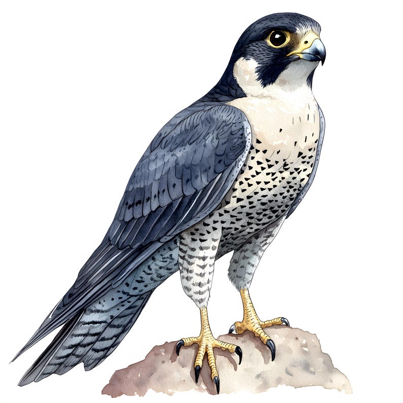 Watercolor Falcon Clipart: Peregrine Falcon Images (jpgs, Commercial ...