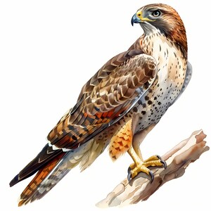 Watercolor Red-tailed Hawk Clipart: 10 Printable Bird Images ...
