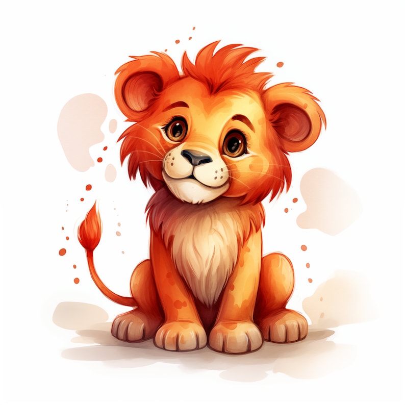 Lion Clipart, Cute Lion Images, 10 Watercolor Clip Art, Printable Jpgs ...
