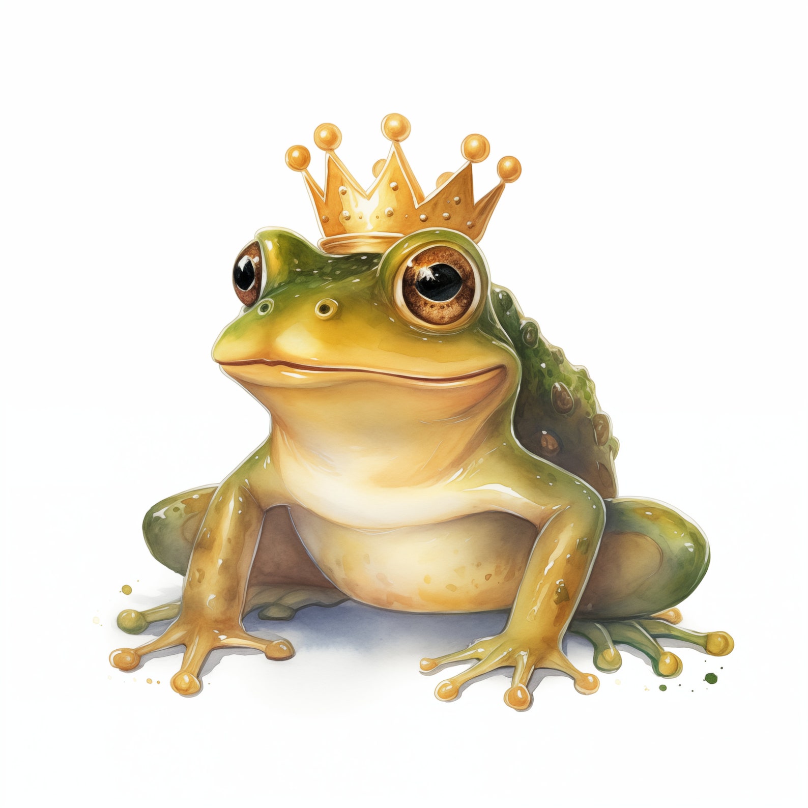 10 Frog With Crown, Frog Princess JPG, Watercolor Clipart, Printable ...
