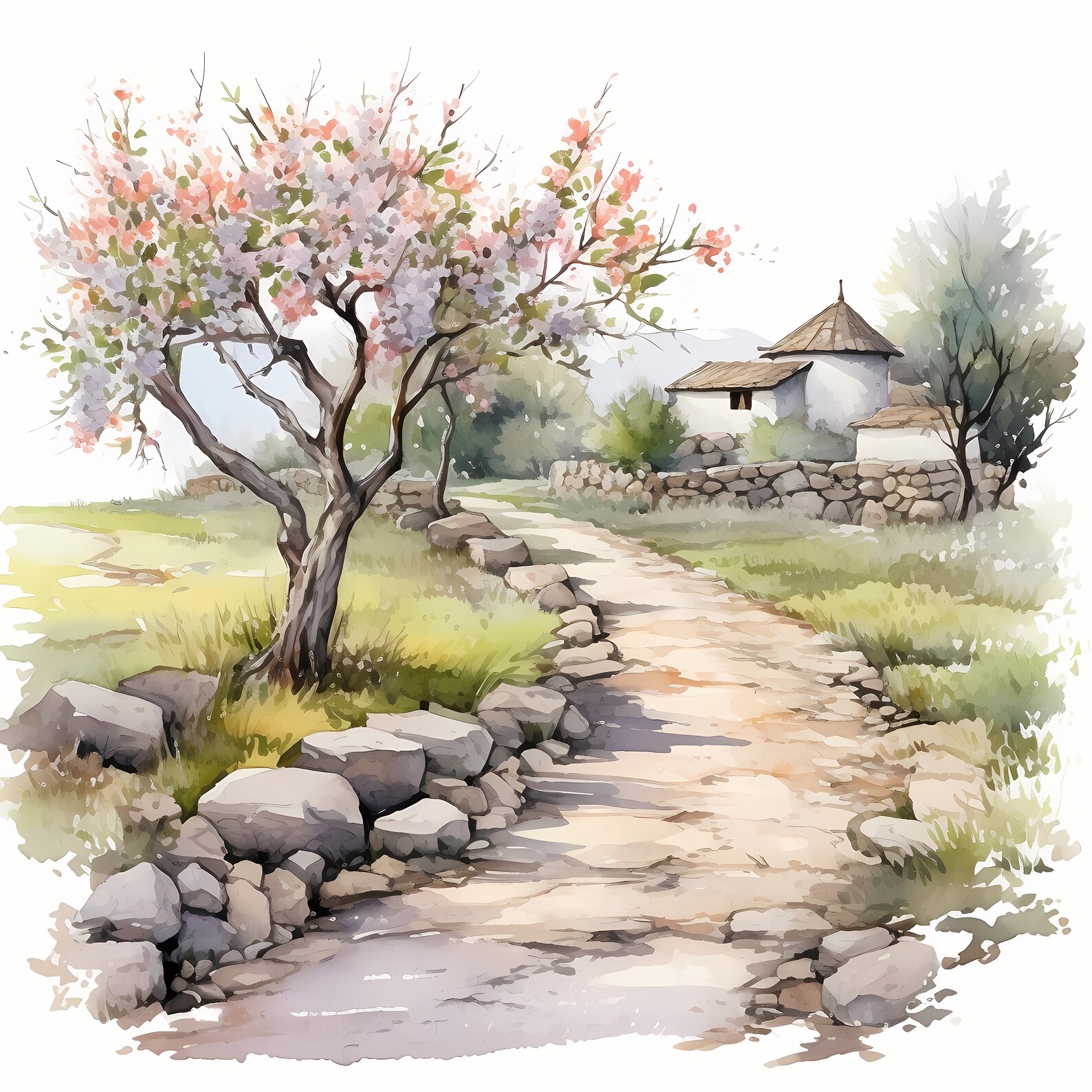Rustic Footpath, Nature Walk Path Watercolor Clipart Set With 10 JPG ...