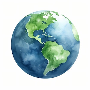Watercolor Earth Clipart: Globe Planet Images (jpgs, Instant Download ...
