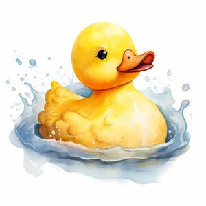 Rubber Duck Clipart, Yellow Bath Duckling Images, 10 Watercolor Clip ...