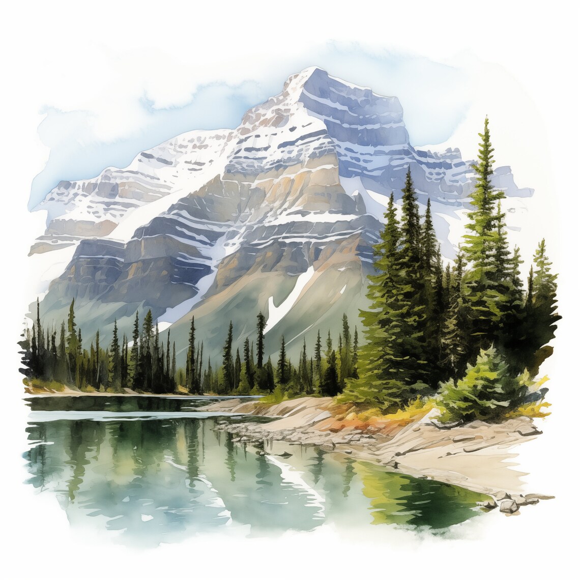 10 Canadian National Park, Banff National Park JPG, Watercolor Clipart ...