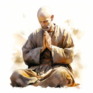 Monk Praying Clipart, Priest Praying Images, 10 Watercolor Clip Art ...