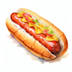 Hot Dogs Clipart, American Fast Food Images, 10 Watercolor Clip Art ...